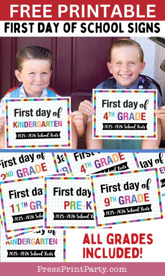 Free First Day of School Printable Signs (2025-2026 School Year)