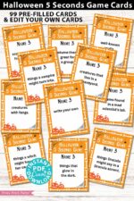 Halloween 5 Seconds Game Cards Printable