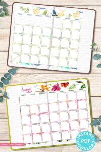 2025 Monthly Calendars for Bullet Journals or Binders, Watercolor ...