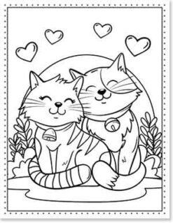 10 Adorable Valentine Cat Coloring Pages Printables