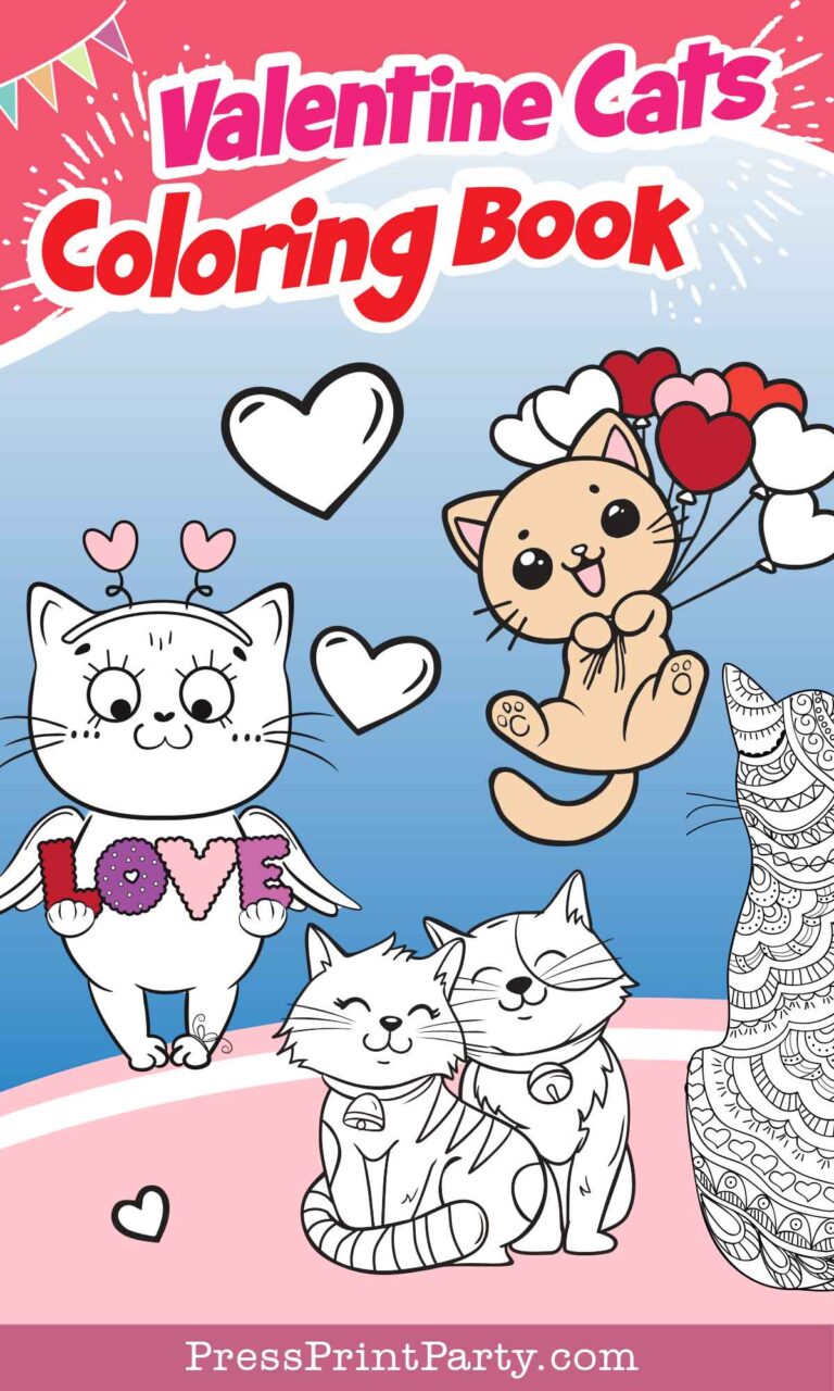 10 Adorable Valentine Cat Coloring Pages Printables