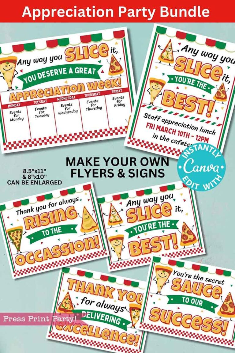 Staff/ Teacher Appreciation Week Pizza Bundle - Press Print Party!