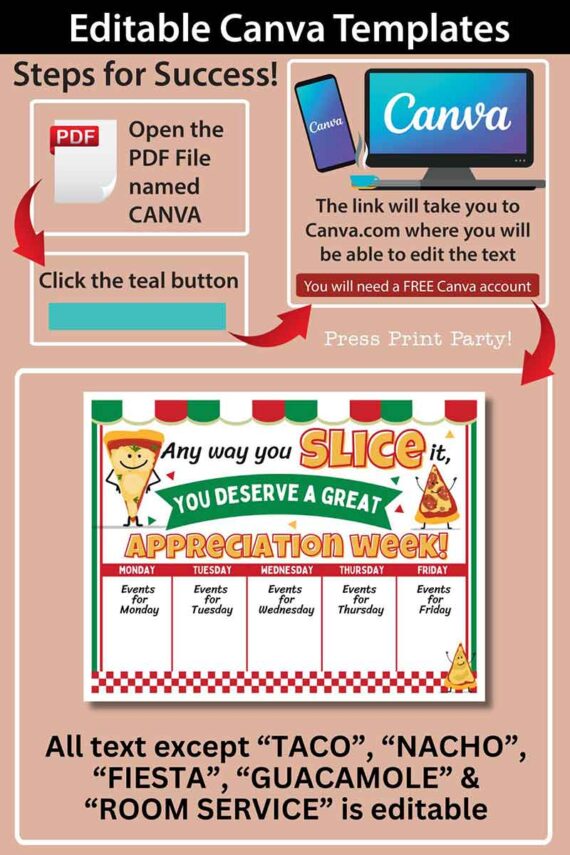 Staff/ Teacher Appreciation Week Pizza Bundle - Press Print Party!