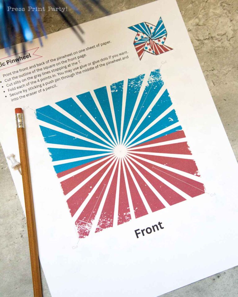 Retro Patriotic Pinwheel Craft with Free Printable Template