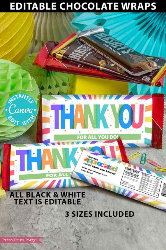 Thank You Chocolate Bar Wrap - Multicolored