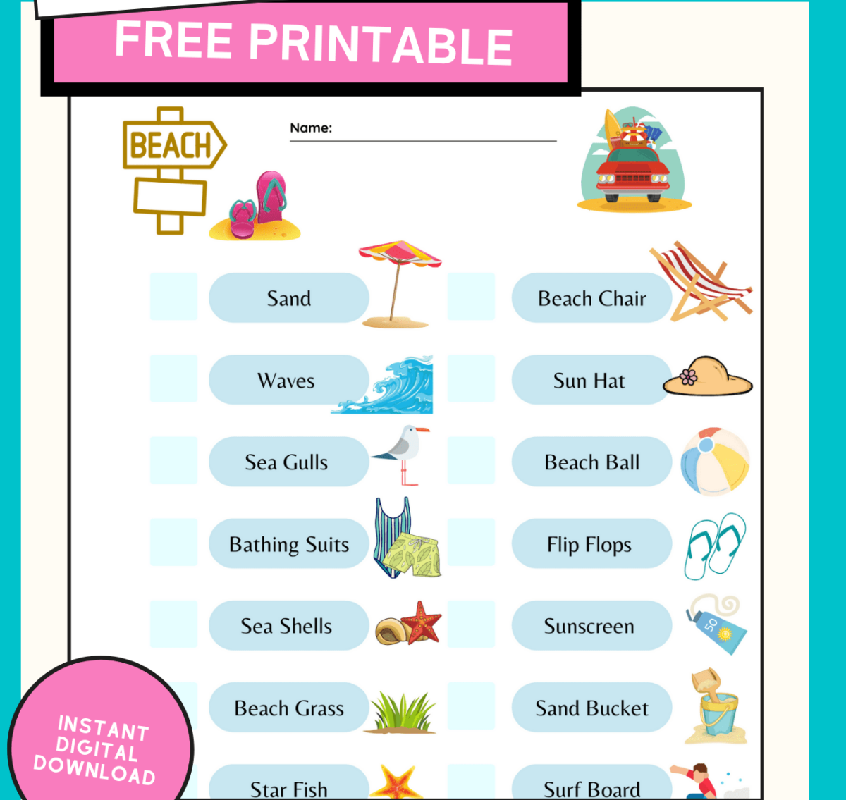 20 Summer Scavenger Hunt Ideas for Kids w. Printables