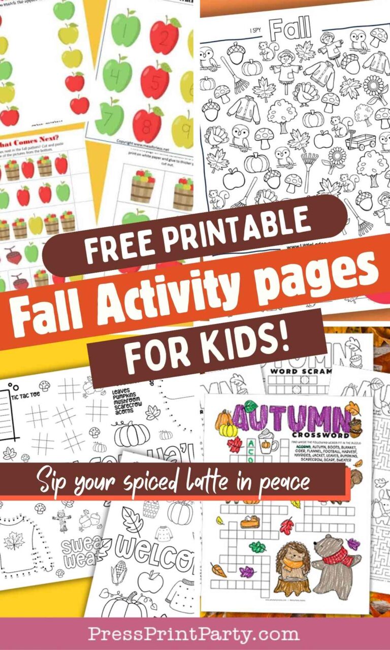 Free Fall Activity Pages for Kids to Keep Busy