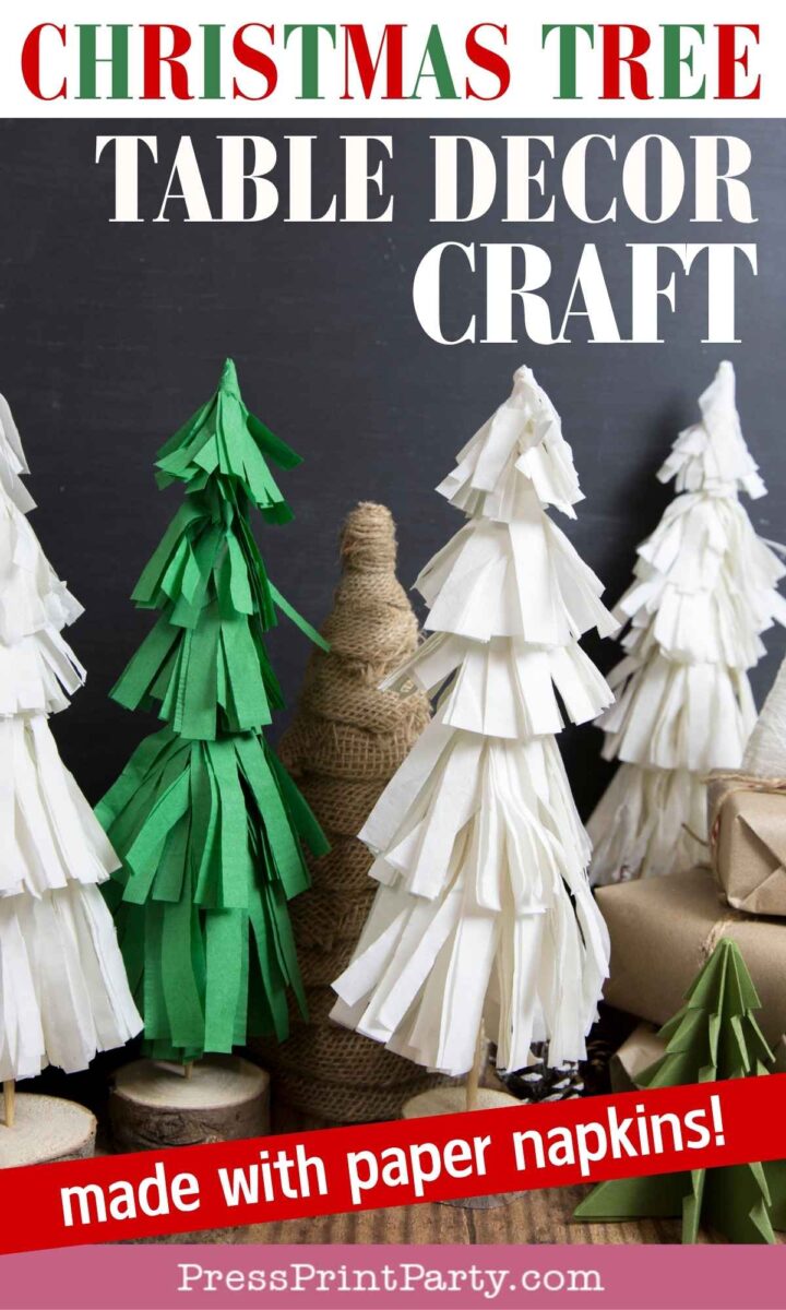 DIY Christmas Tree Table Decor with Paper Napkins
