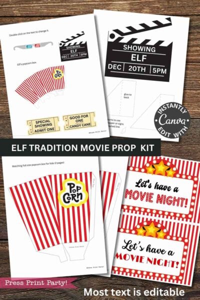 Christmas Elf Movie Night Printable Prop Kit