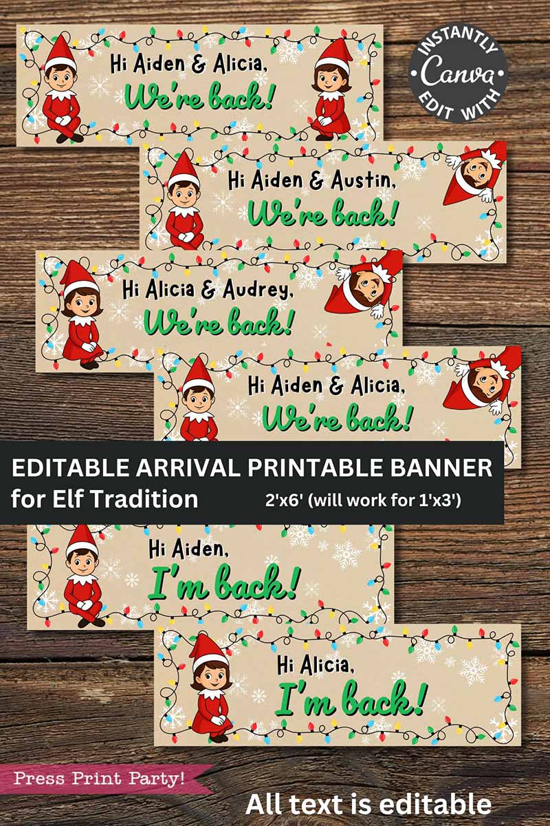 HUGE Christmas Elf Arrival Banners Printable, Girl and Boy