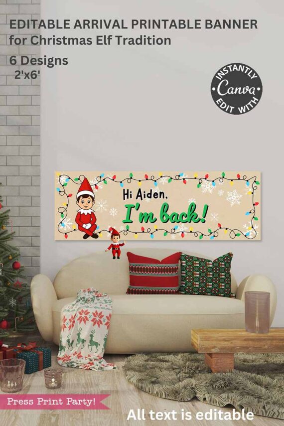 HUGE Christmas Elf Arrival Banners Printable, Girl and Boy