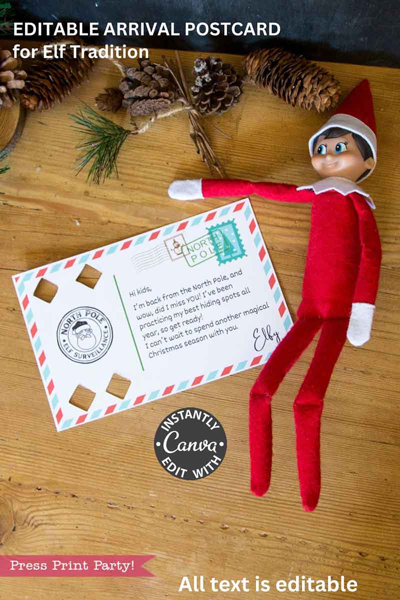 Elf Arrival Postcard Printable