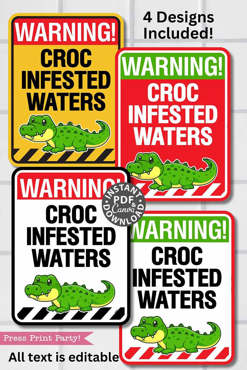 Christmas Elf Croc Warning Sign Bathtub Prank - Press Print Party!