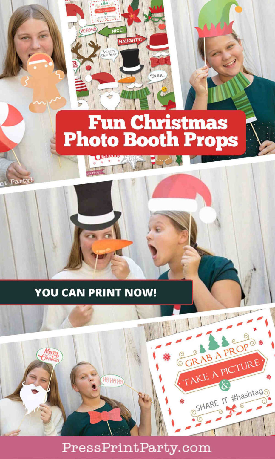 37 Christmas Photobooth Props You Can Print Now - Press Print Party!